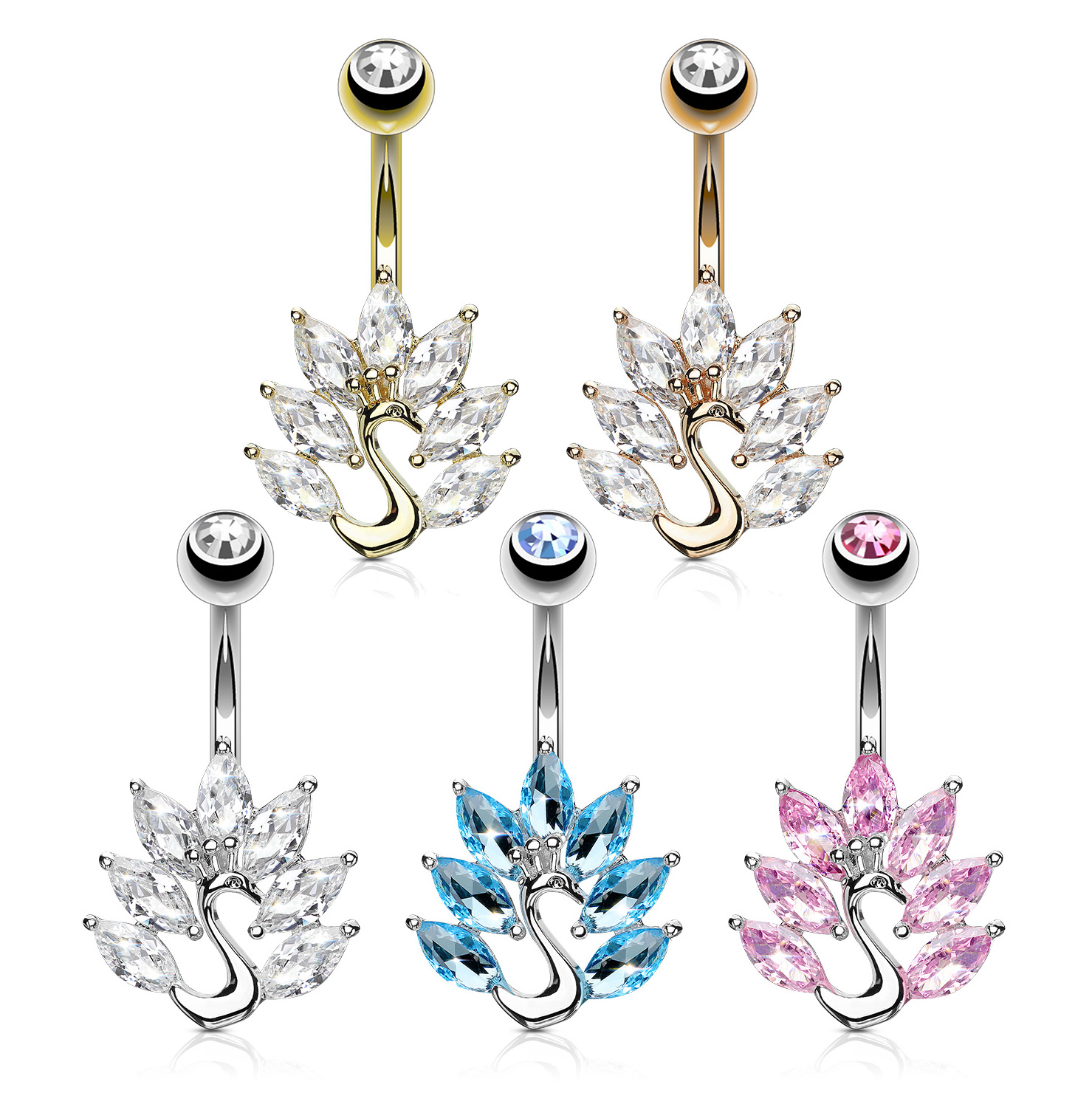 Påfugl som navlepiercing - Se den her